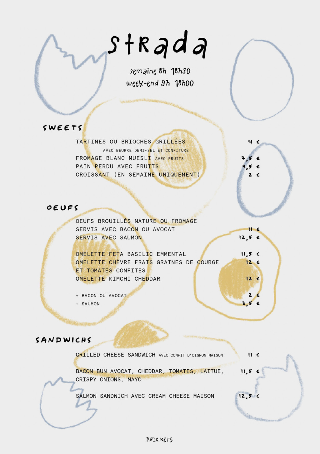 Strada café — MENU FOOD